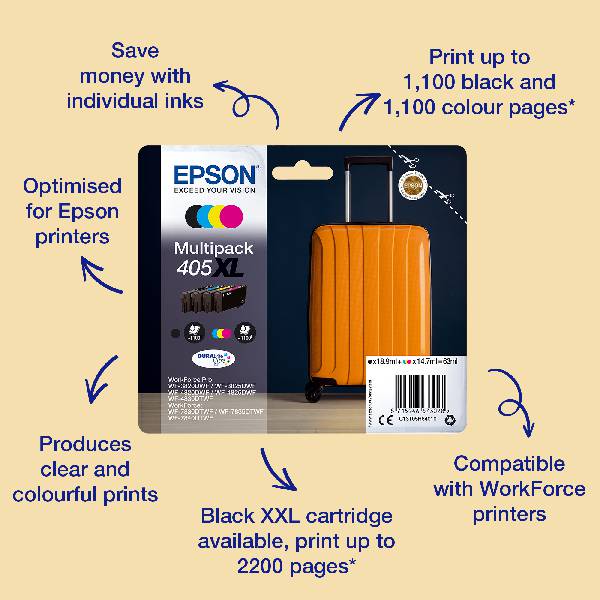 Epson C13T05G64010/405 Ink cartridge multi pack Bk,C,M,Y, 4x1.250 pages ...