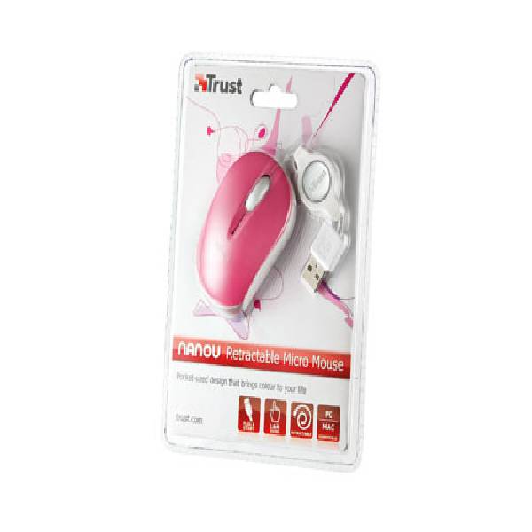 Trust Micro Mouse - Pink, Optical, USB Type-A, Pink